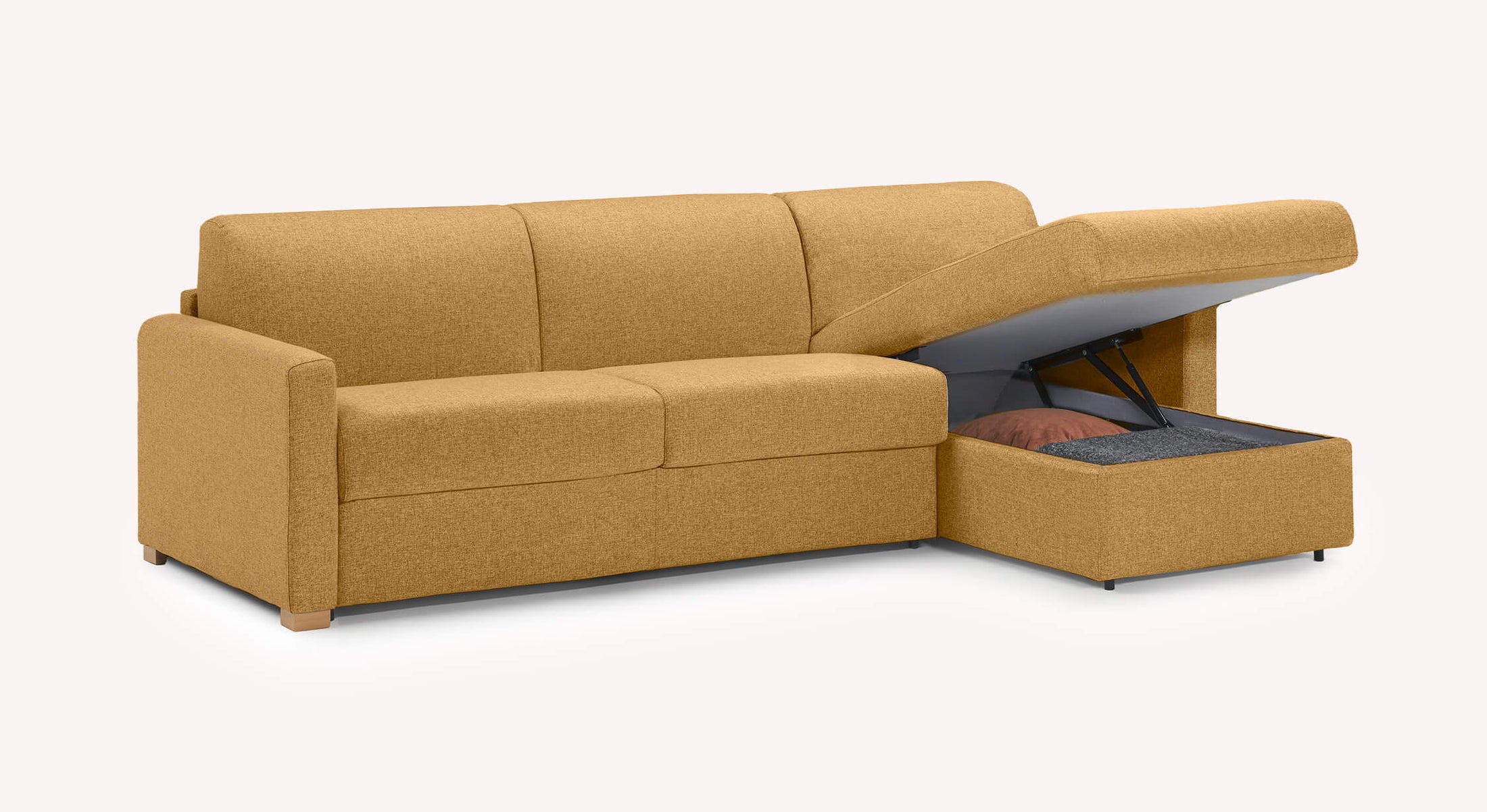 Canapé convertible d'Angle JERRY Tissu Jaune Déhoussable