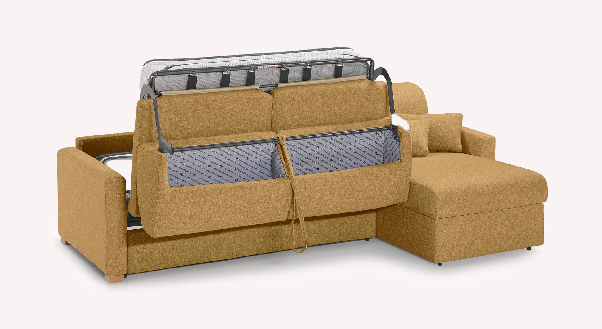 Canapé convertible d'Angle JERRY Tissu Jaune Déhoussable