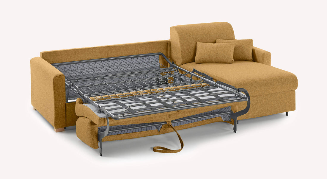 Canapé convertible d'Angle JERRY Tissu Jaune Déhoussable